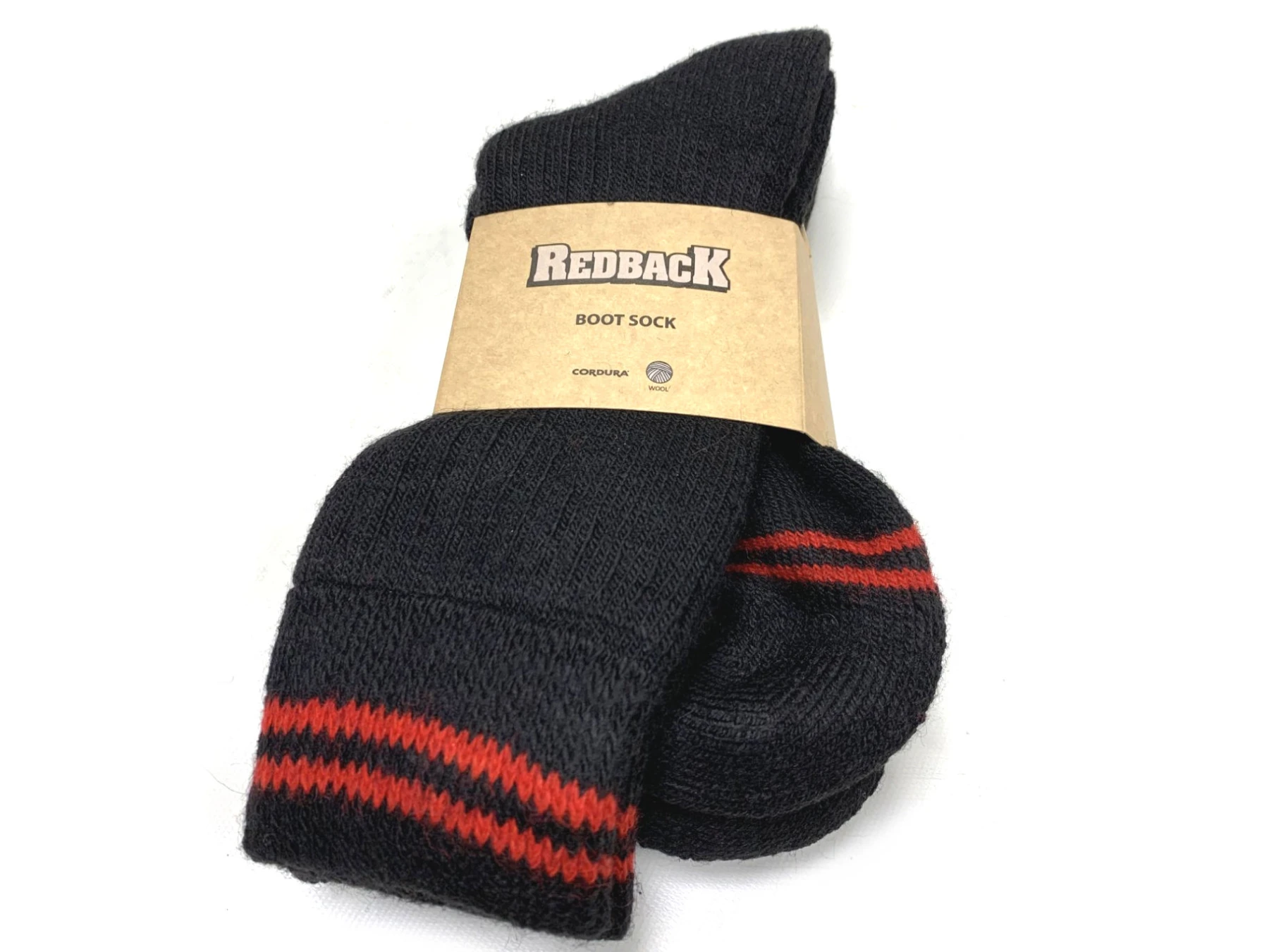 Redback Work Socks Red and Black Twin Pack