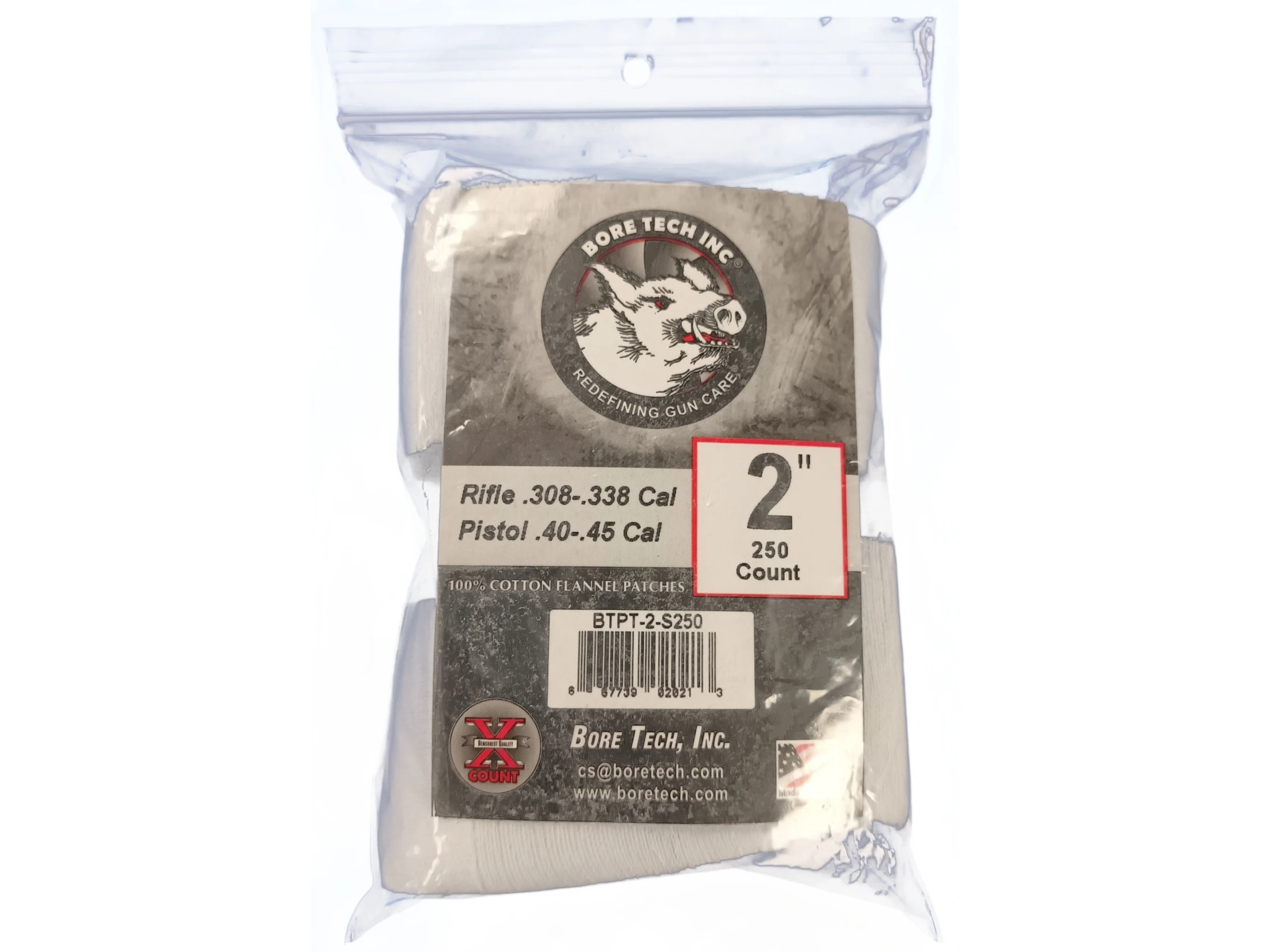 Bore Tech 2 Inch Square Cotton Rifle Cleaning Patches